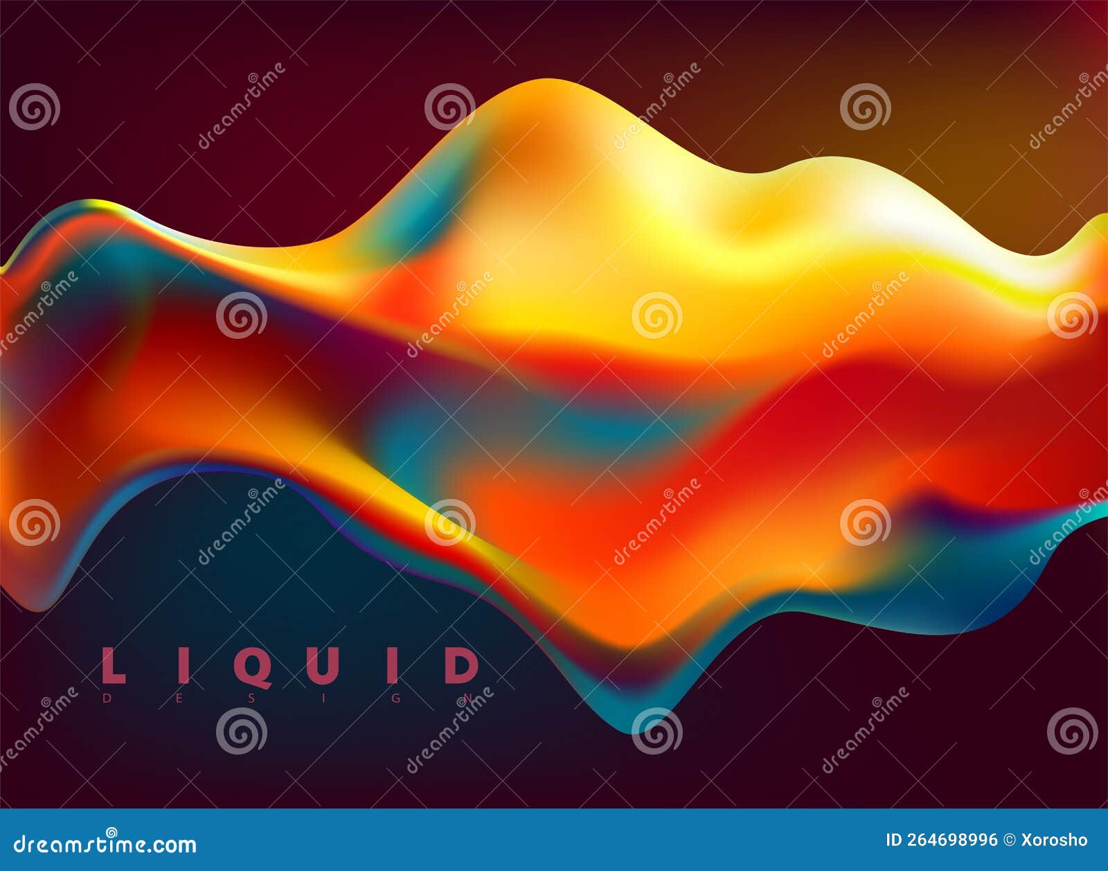 Abstract Liquid Gradient Elements on Dark Background. Stock Vector ...