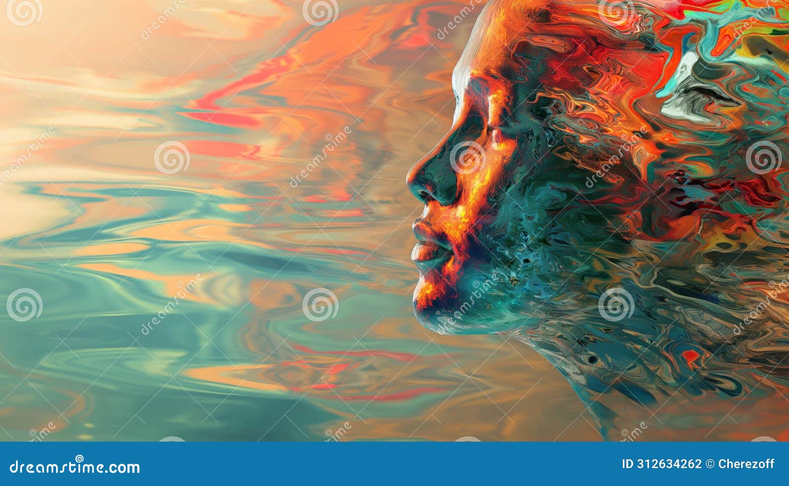 Abstract Liquid Human Profile Stock Photo - Image of flowing, human ...