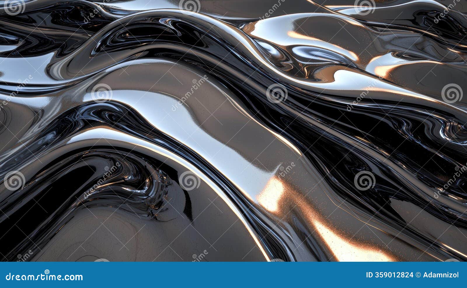 Abstract Liquid Metal Background, Chrome Texture, Wavy Surface ...