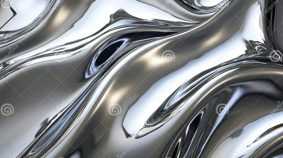 Abstract Liquid Metal Texture with Reflective Surface Stock ...