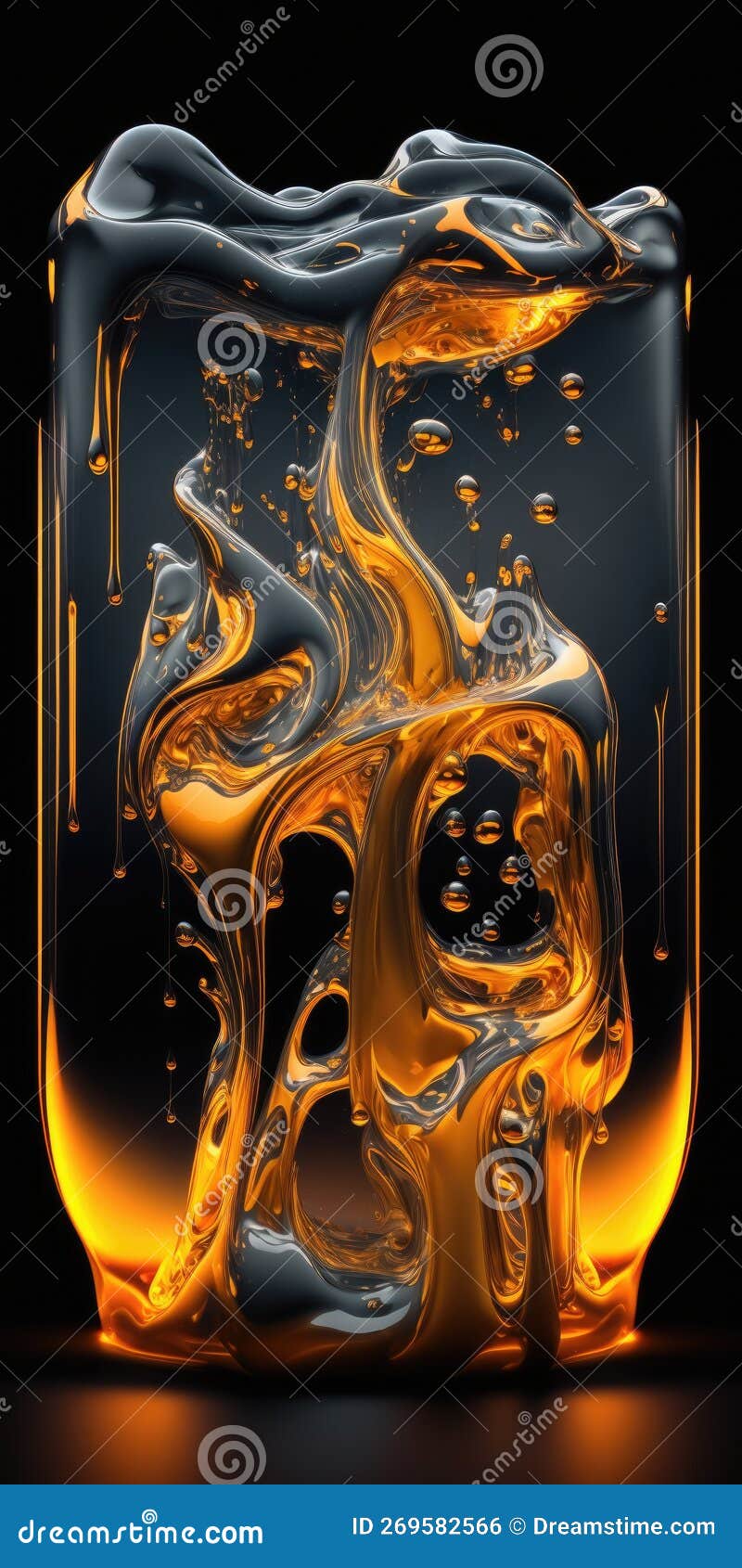 Abstract Liquid Molten Glass Illustration Design Art. Stock ...