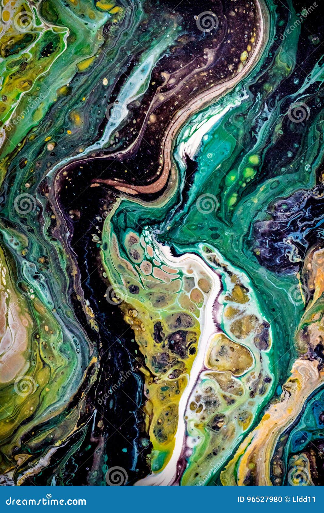 Abstract Liquid Painting with Cells, Green Stock Photo - Image of ...