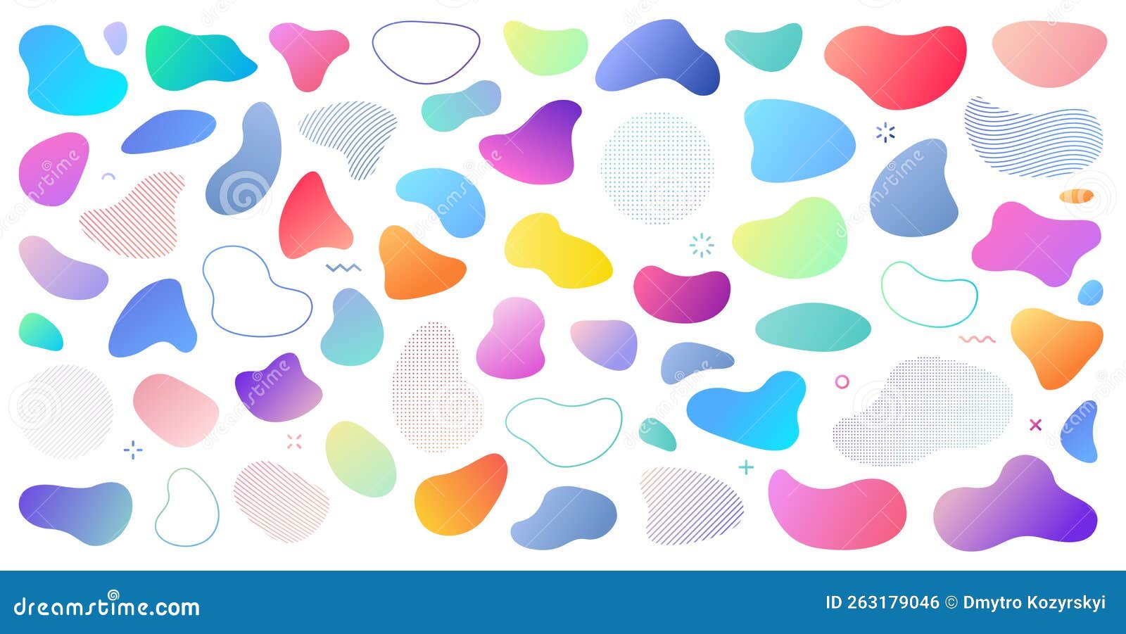 Abstract Liquid Shape. Set of Modern Graphic Elements. Fluid Dynamical ...