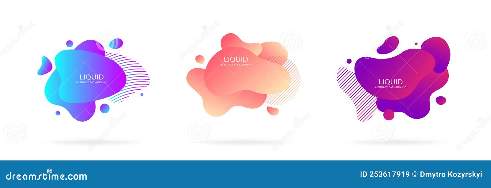 Abstract Liquid Shape. Set of Modern Graphic Elements. Fluid Dynamical ...