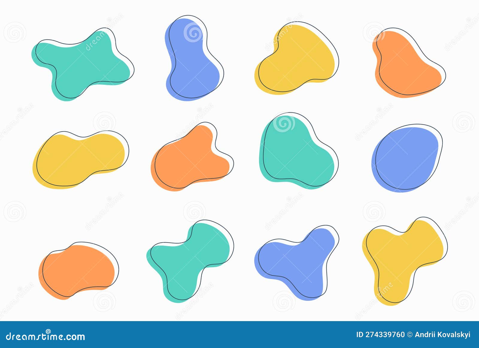 Abstract Liquid Shape. Set of Modern Graphic Elements. Set of Irregular ...