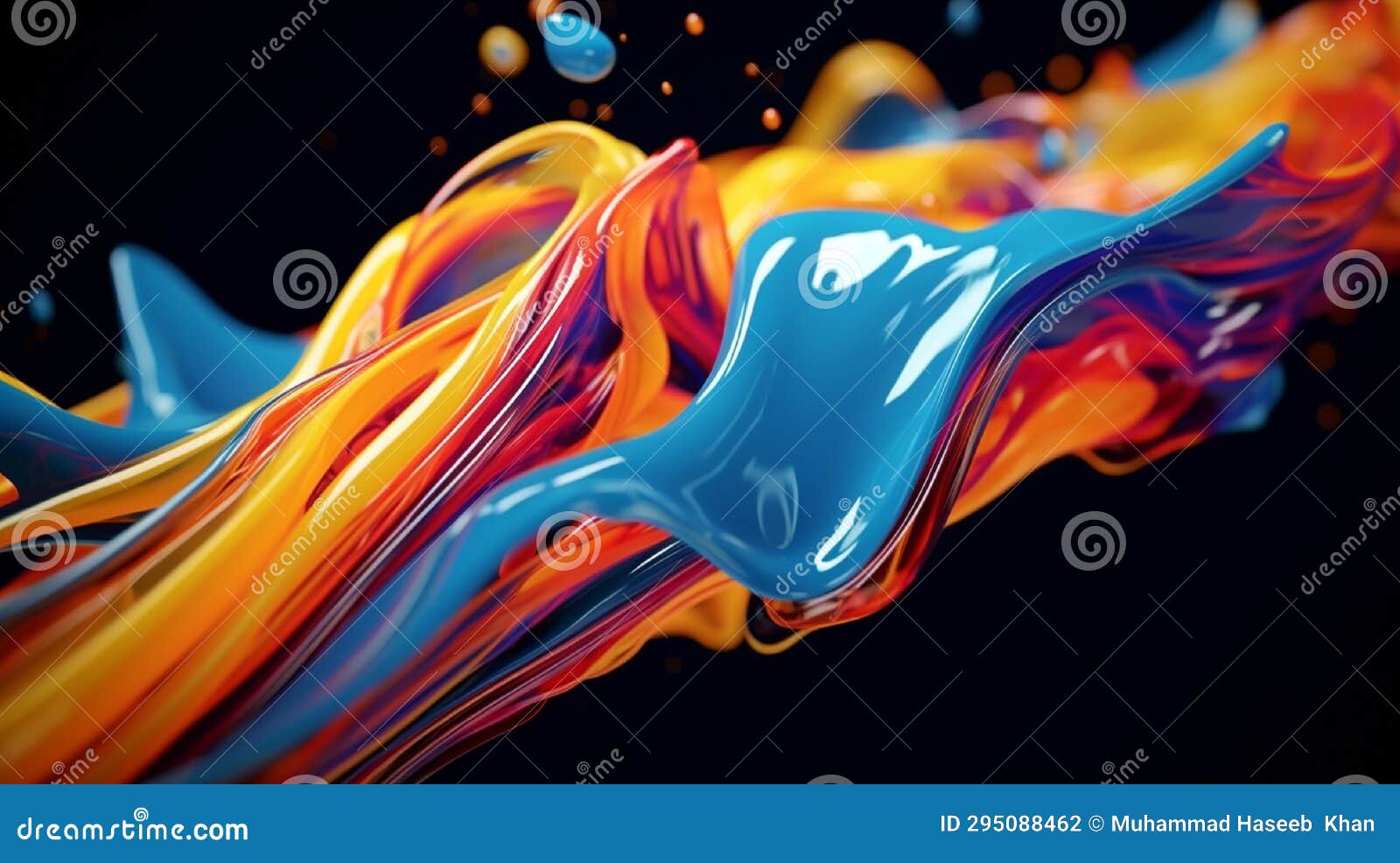 Abstract Liquid Splash in Various Colors. Artwork with an Unusual Shape ...