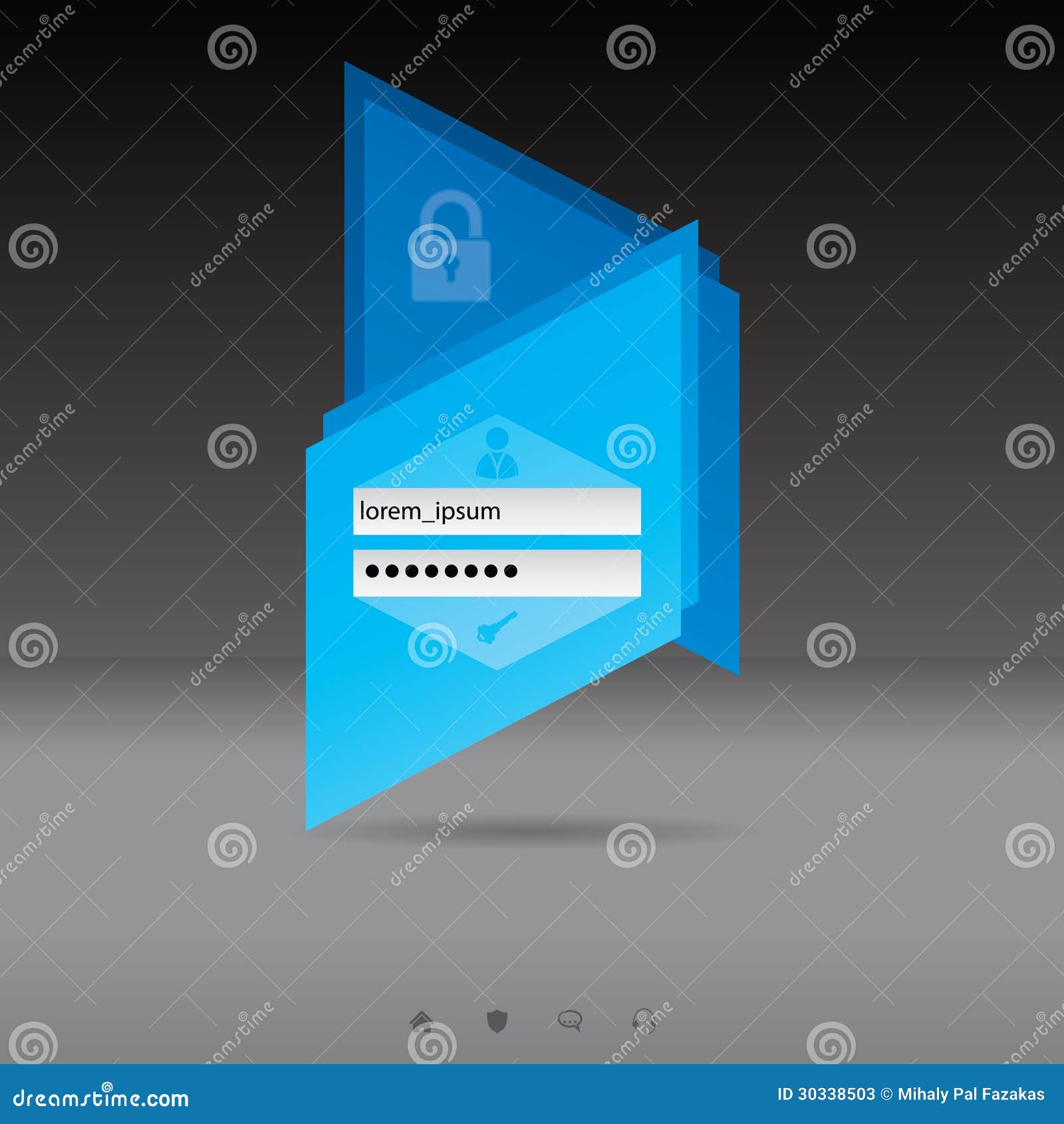 Abstract Login Screen with Blue Padlock Stock Vector - Illustration of ...
