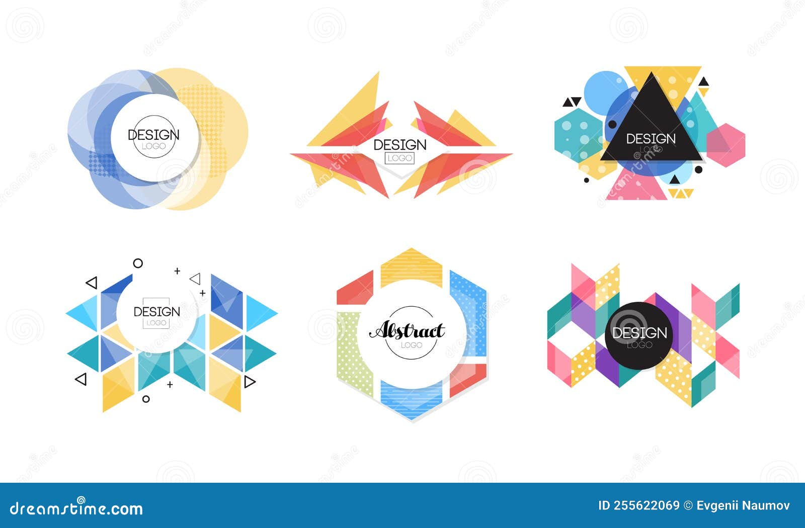 Abstract Logo Design with Geometric Shapes and Forms Vector Set Stock ...