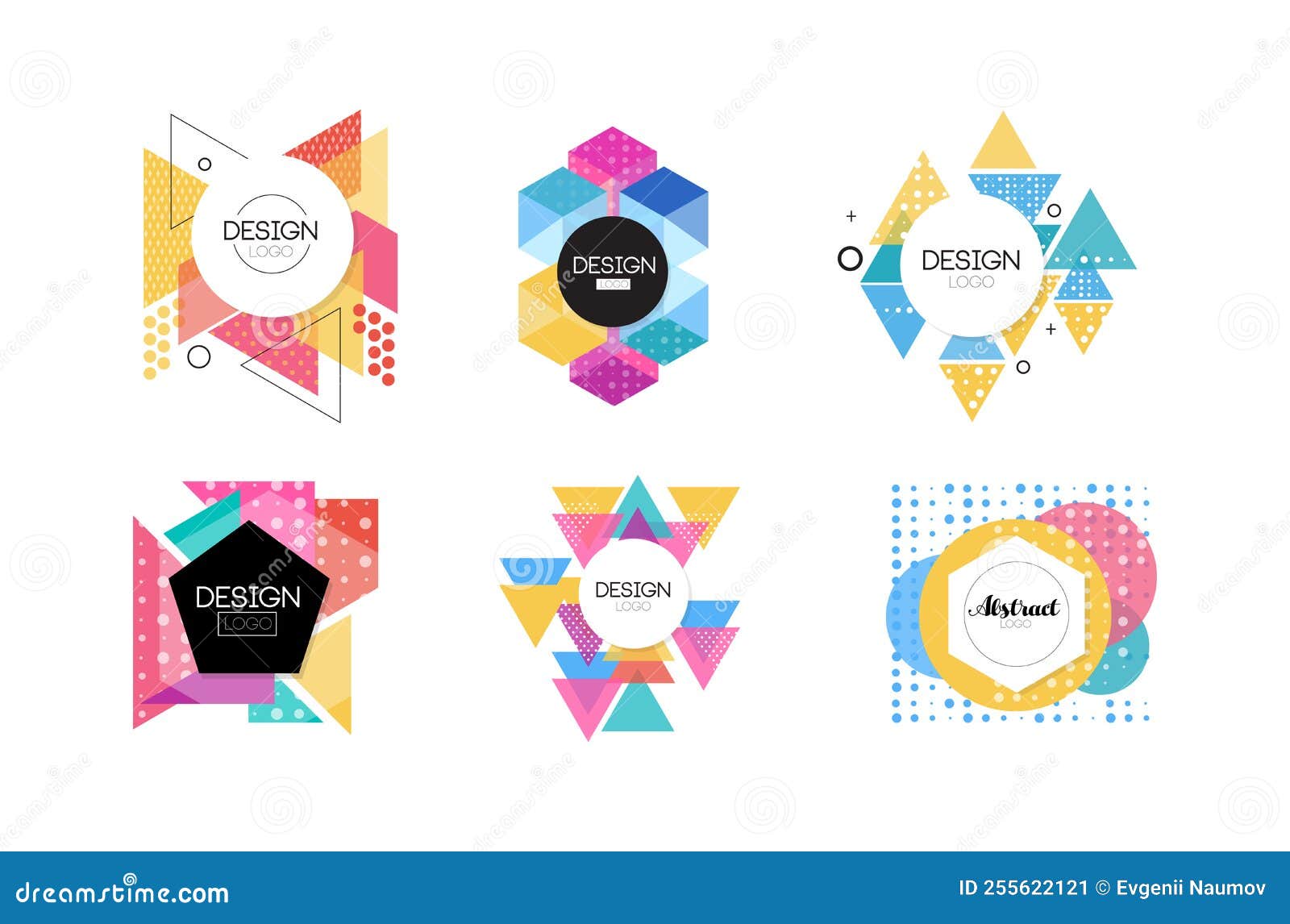 Abstract Logo Design with Geometric Shapes and Forms Vector Set Stock ...