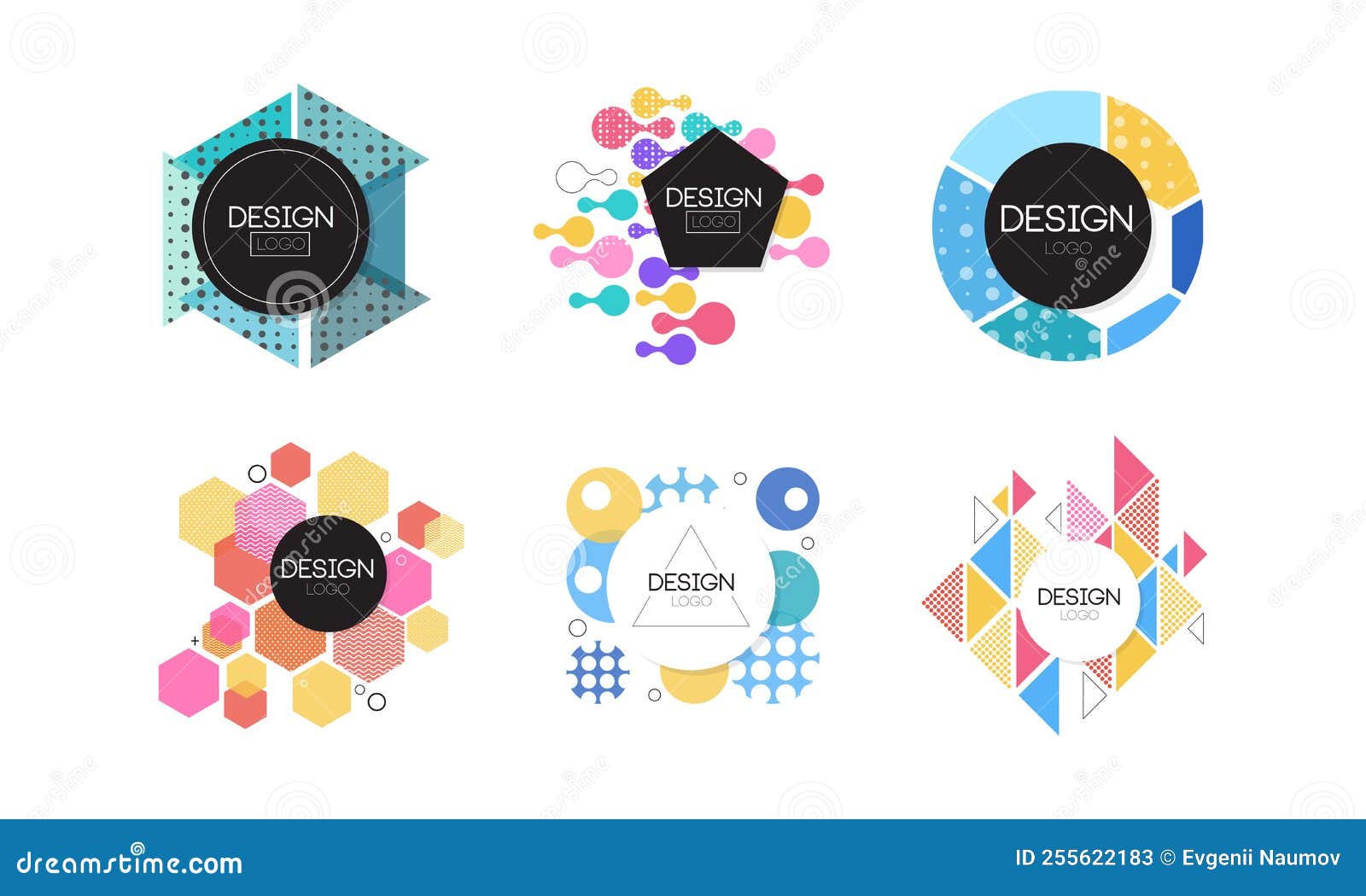 Abstract Logo Design with Geometric Shapes and Forms Vector Set Stock ...