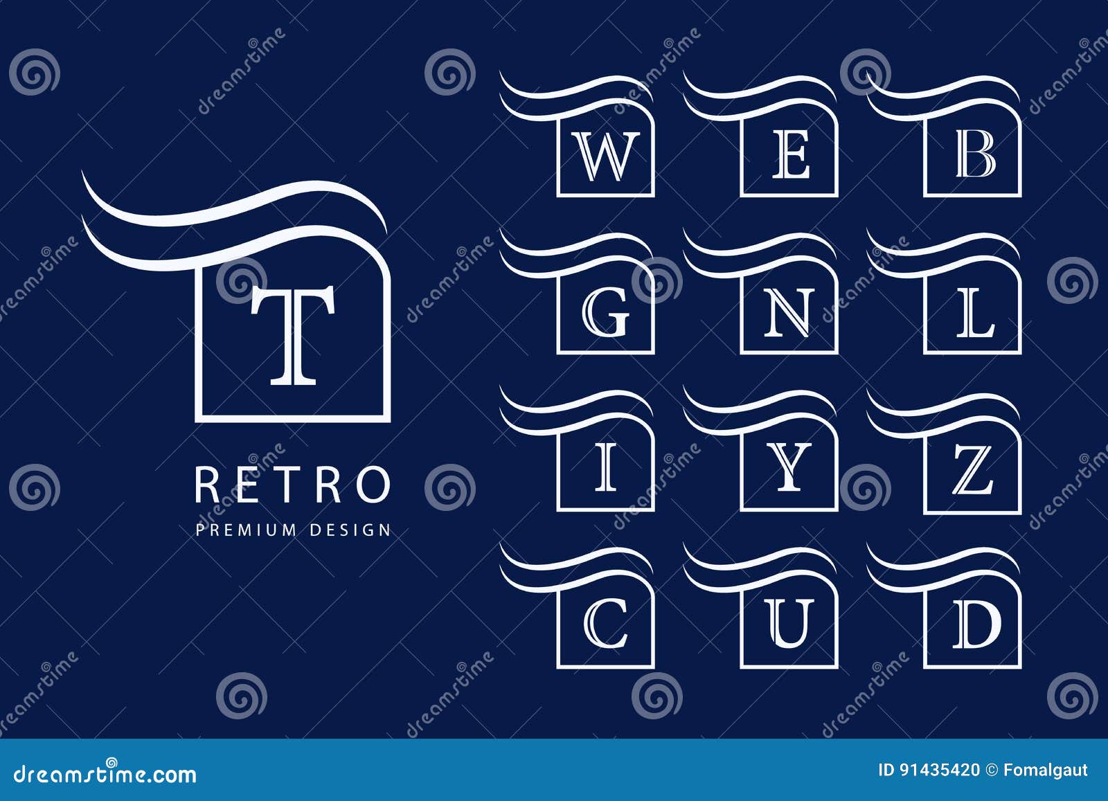 Abstract Logo Design. Modern Emblems. Set of Monograms with Capital ...