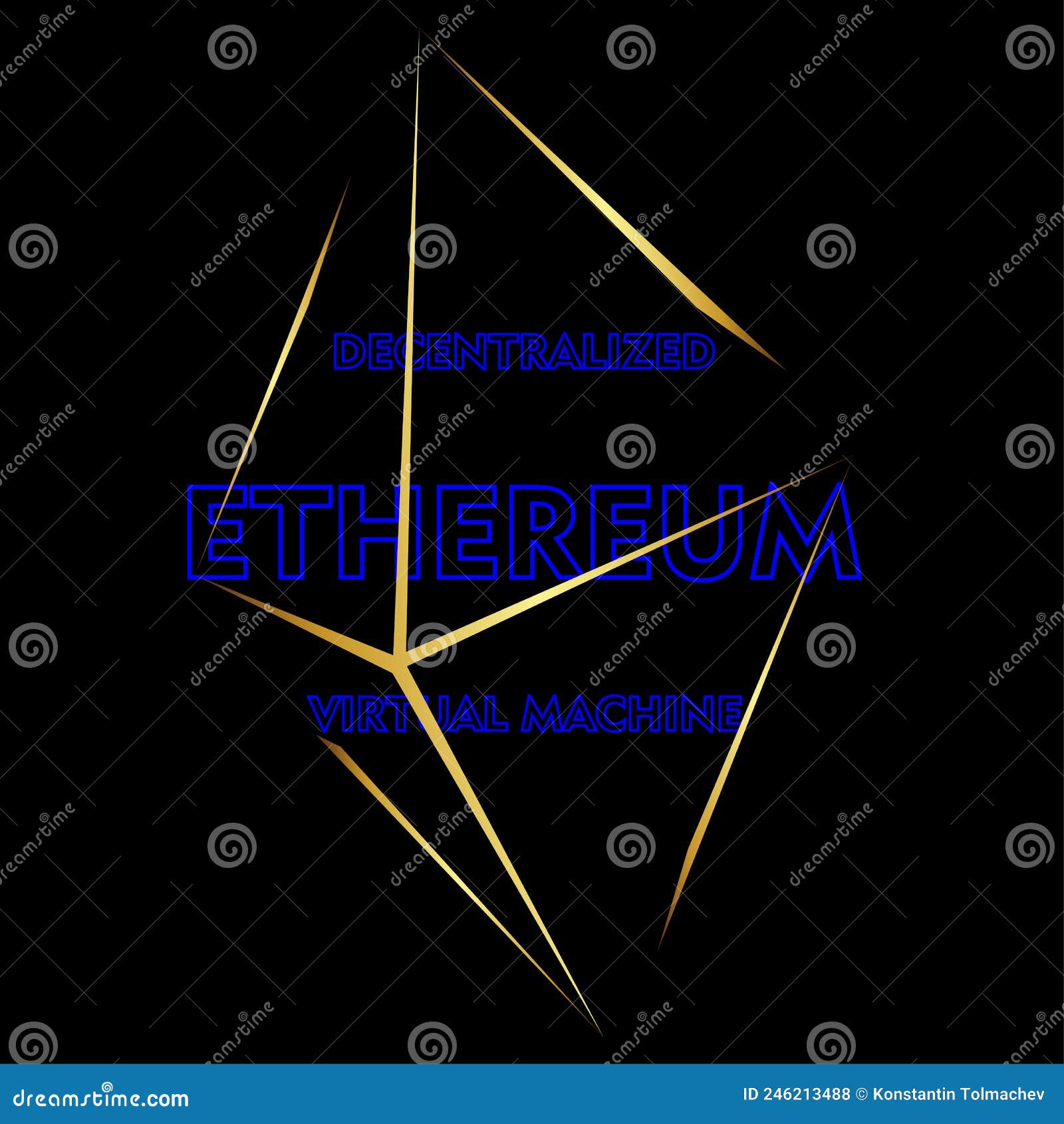 Abstract Logo of Ethereum As a Virtual Machine on a Dark Background ...