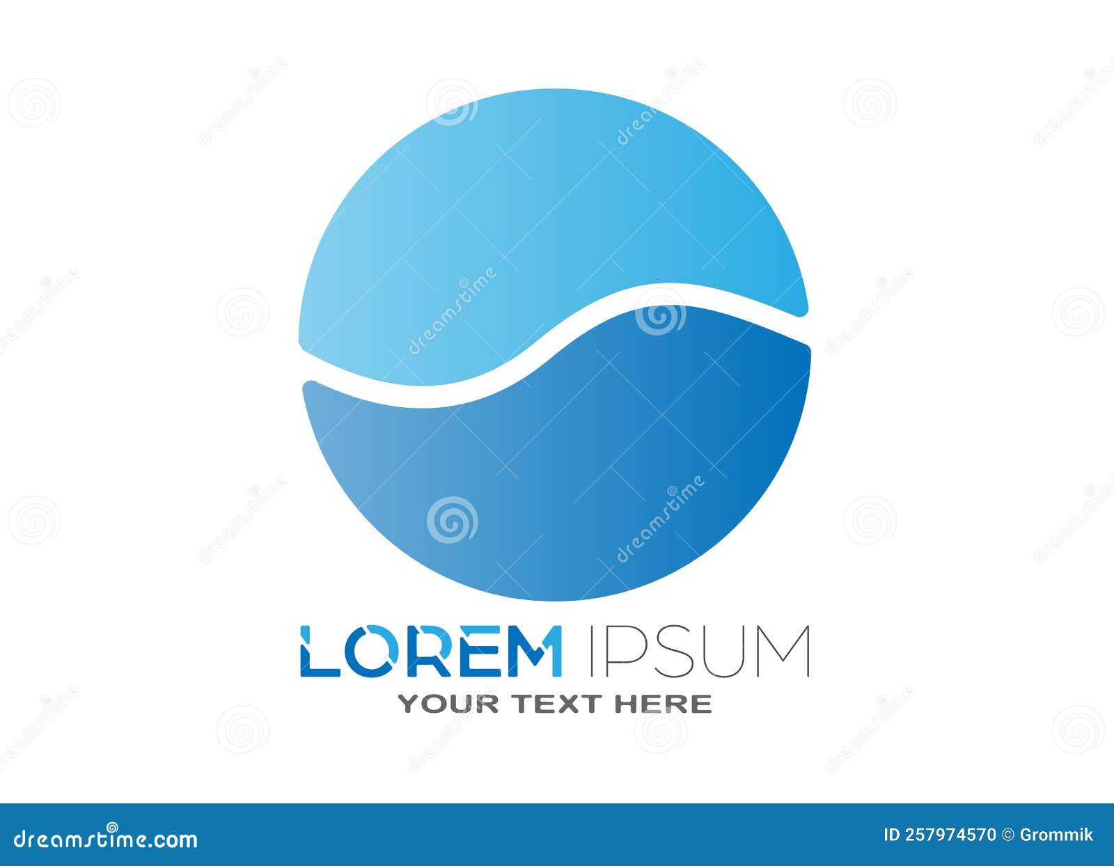 Abstract Logo Template. the Wavy Line Divides the Circle into Parts ...