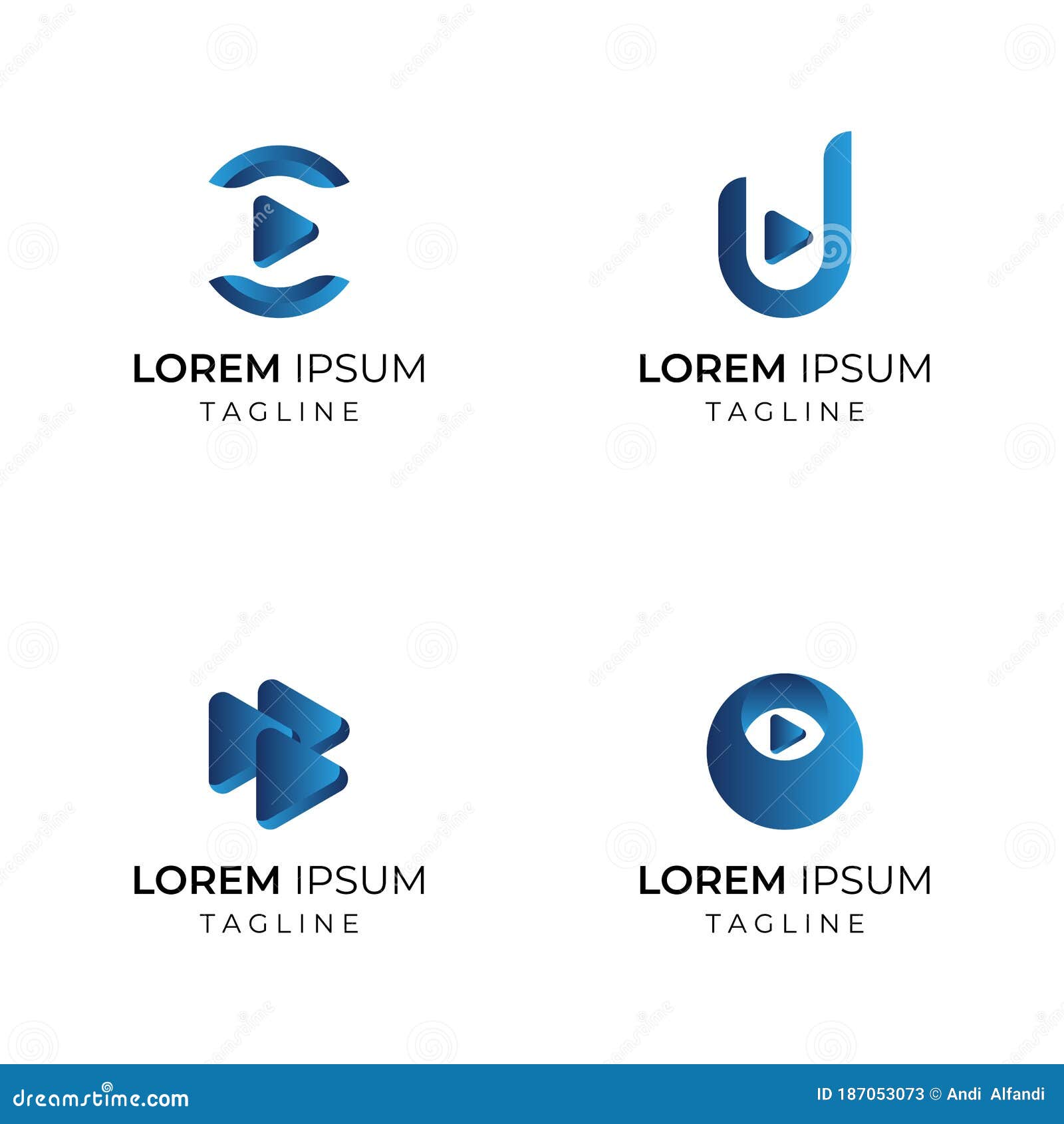 Abstract Logo Collection, Blue Color Stock Illustration - Illustration ...