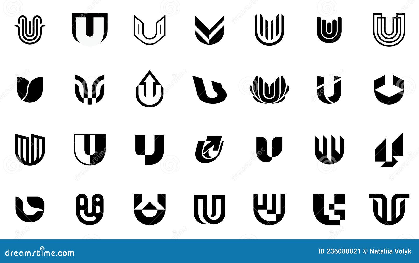 Abstract Logos Collection with Letter U Stock Vector - Illustration of ...