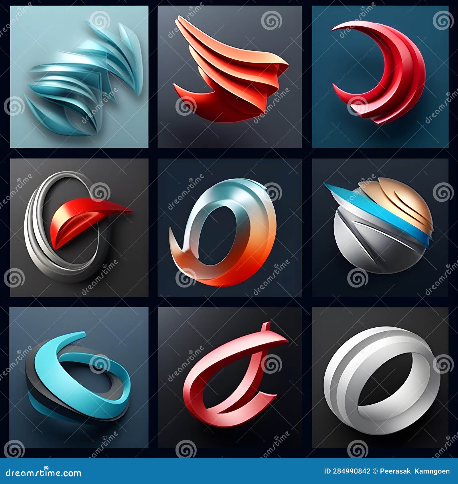 Abstract Logos of Creativity. AI Generated Stock Illustration ...