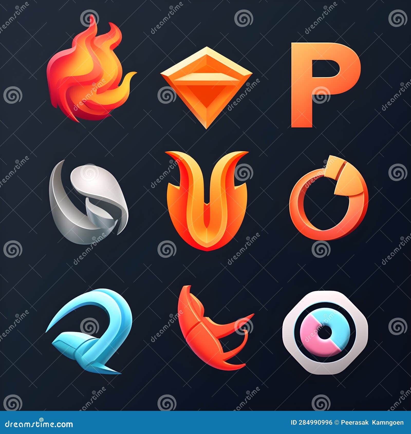 Abstract Logos of Creativity. AI Generated Stock Illustration ...