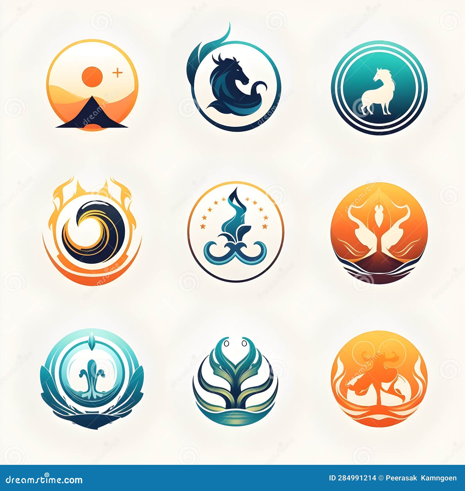 Abstract Logos of Creativity. AI Generated Stock Illustration ...