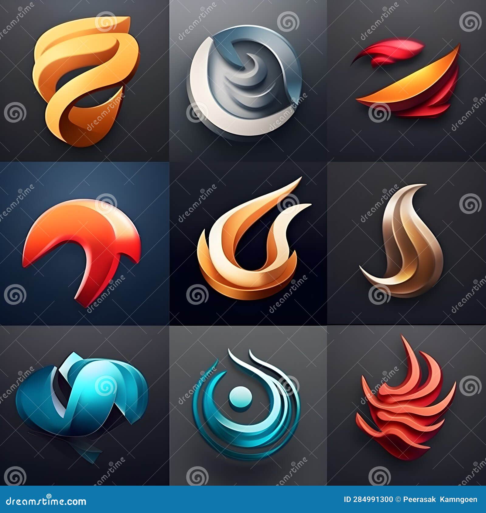 Abstract Logos of Creativity. AI Generated Stock Illustration ...