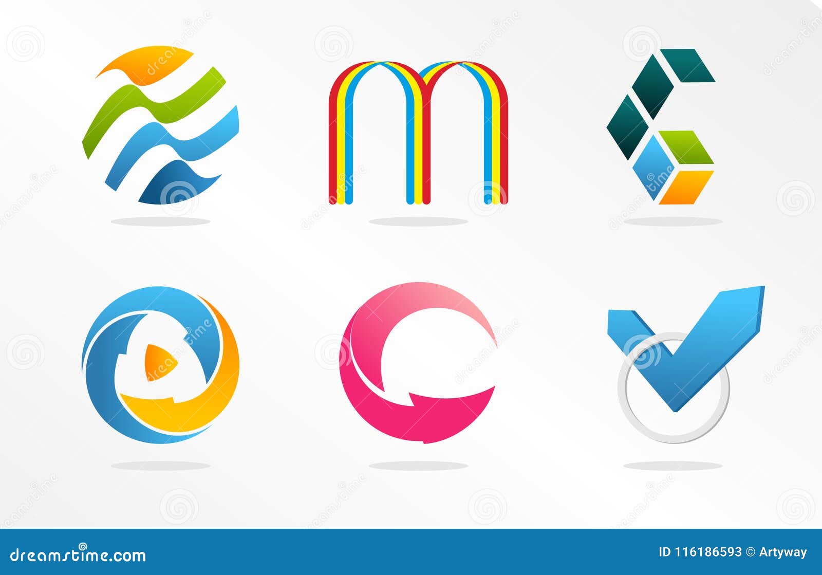 Abstract Logos Vector Collection. Colorful Unusual Isolated Icon Set ...