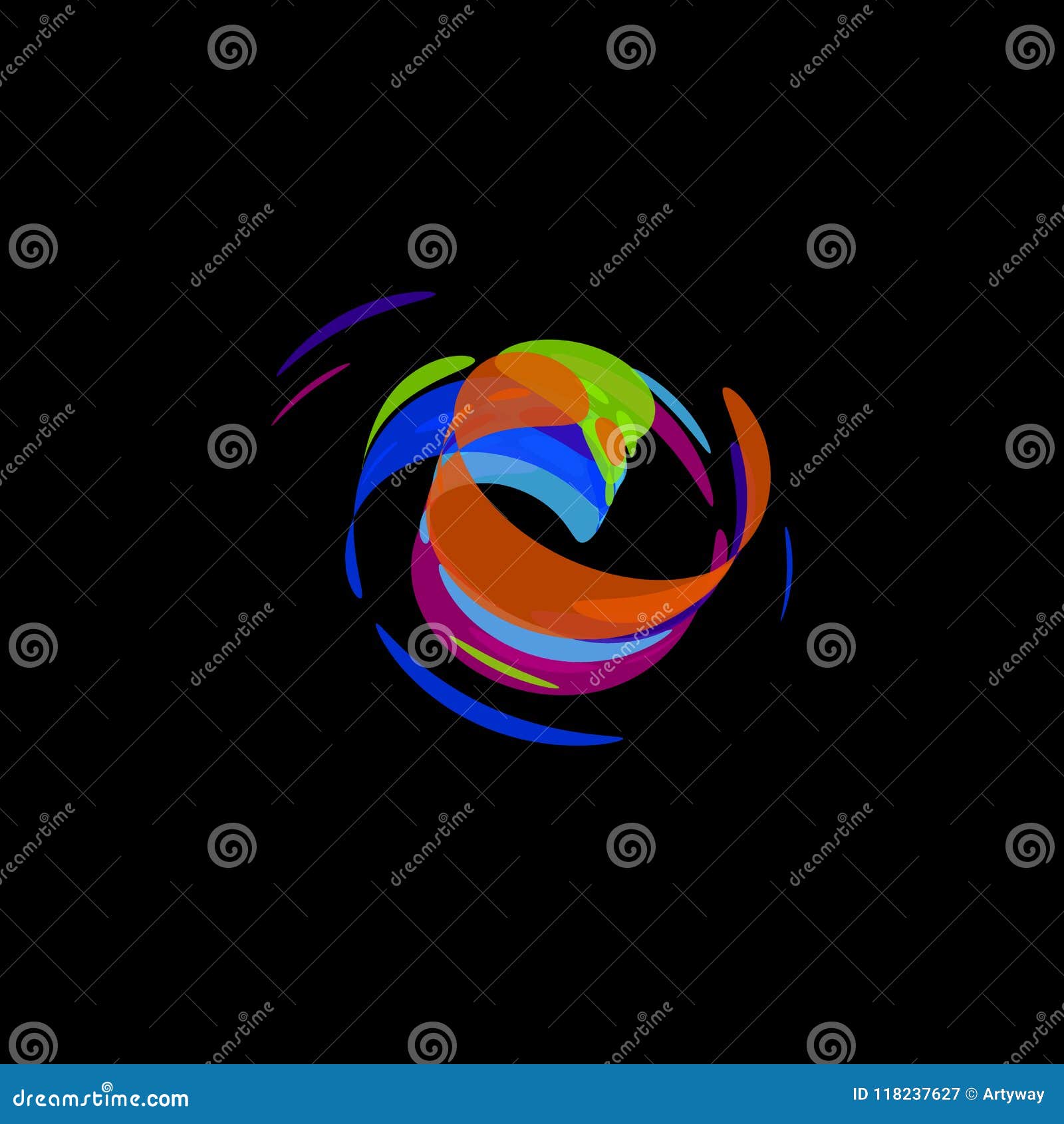 Abstract Logotype, Movement Abstract Shape, Circular Logo, Brush Icon ...