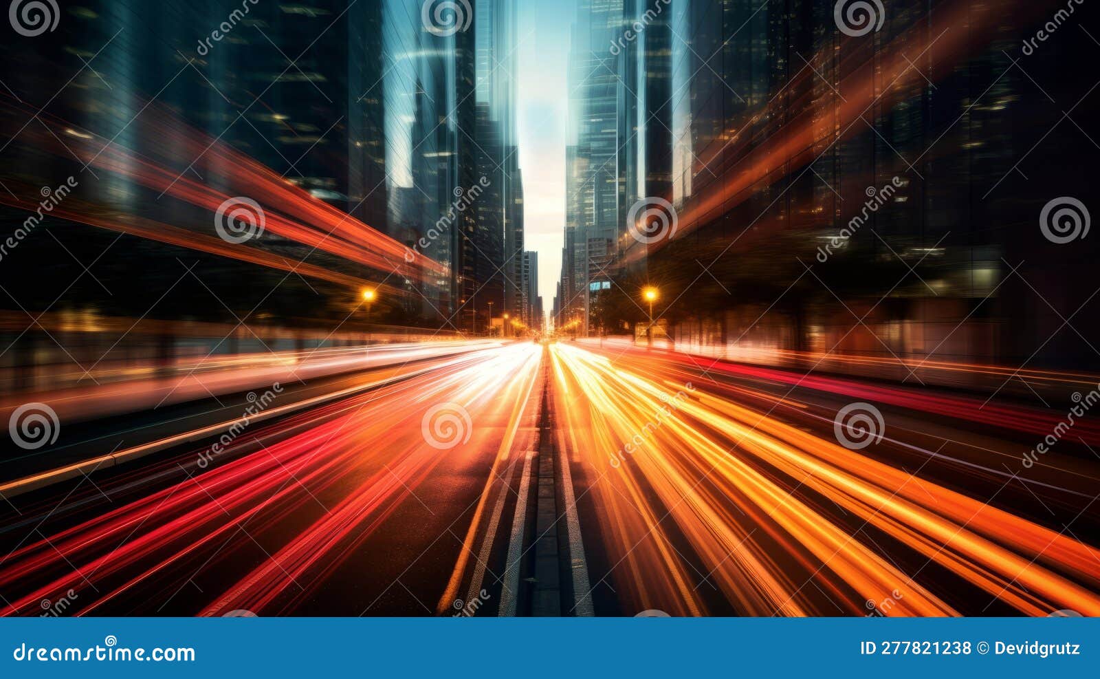 Abstract Long Exposure Dynamic Speed Light Trails. Generative AI Stock ...