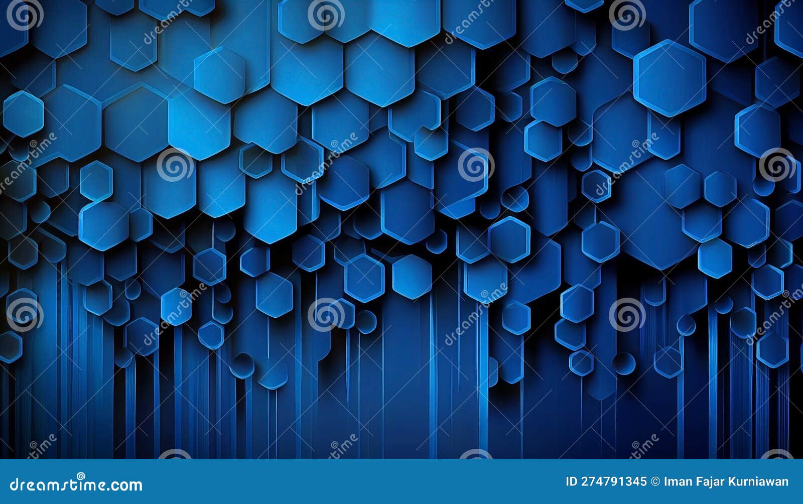Abstract Longitudinal Lines with Random Hexagons Stock Illustration ...