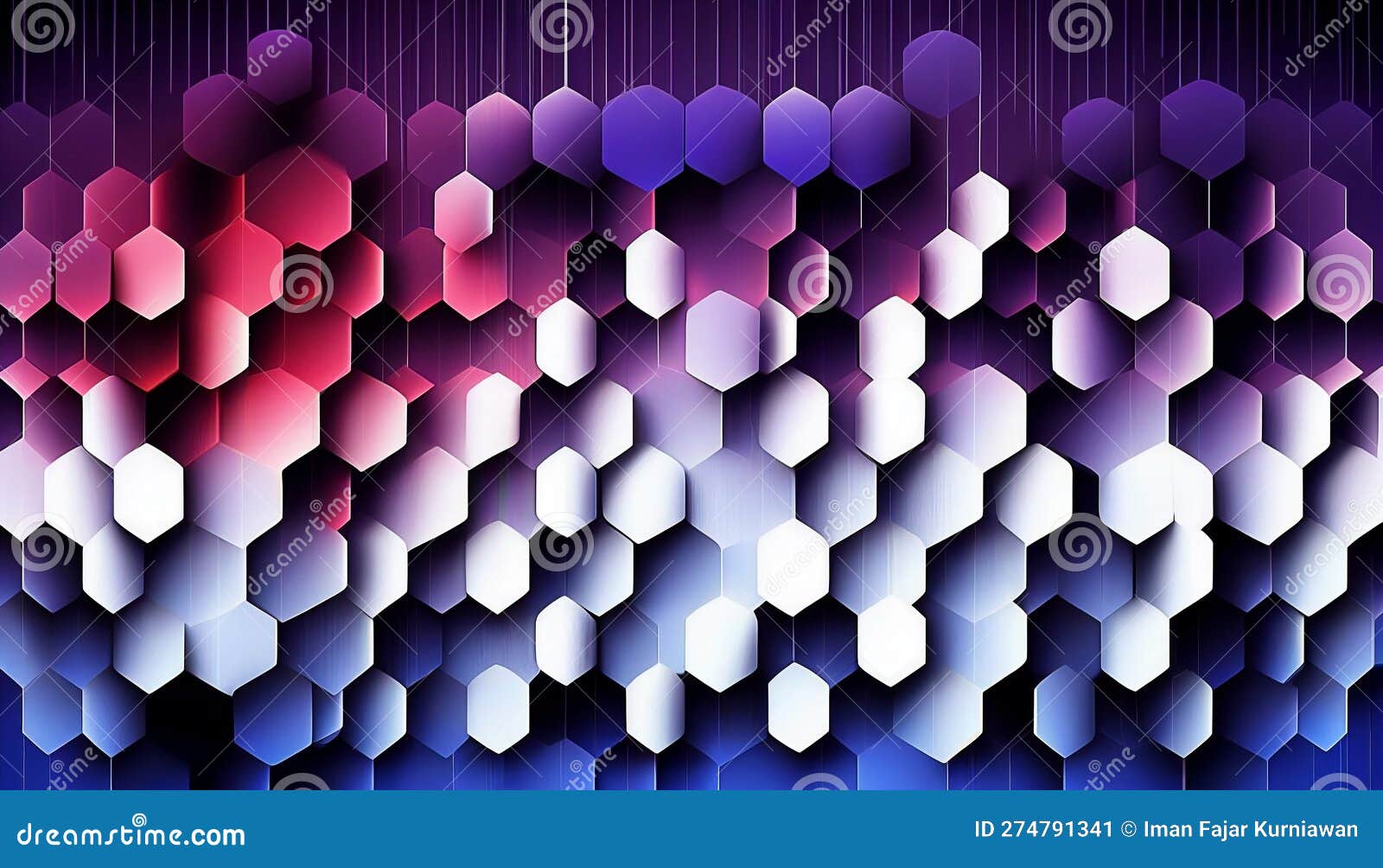 Abstract Longitudinal Lines with Random Hexagons Stock Illustration ...