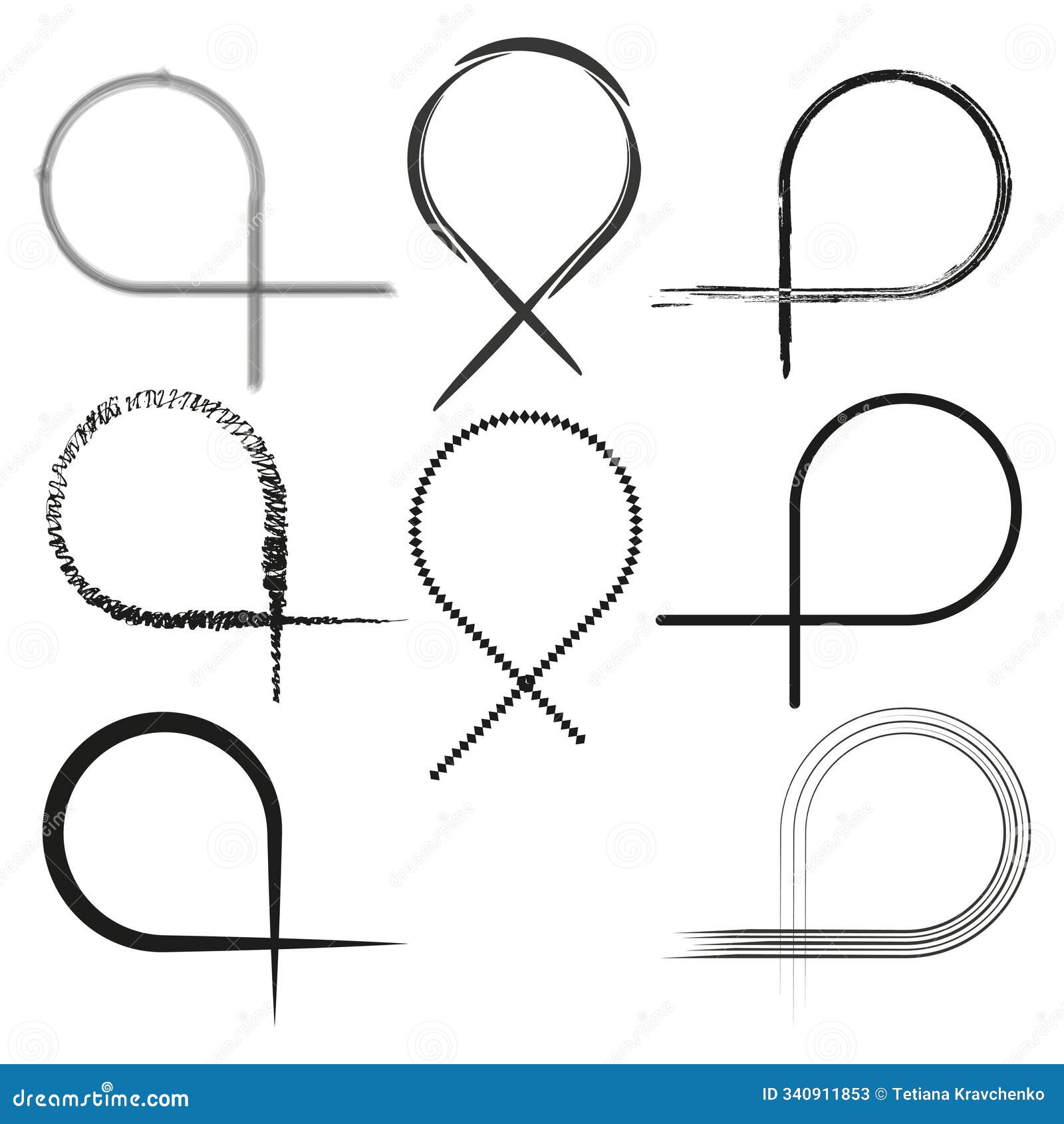 Abstract Loop Design. Multiple Line Styles Vector. Black and White ...