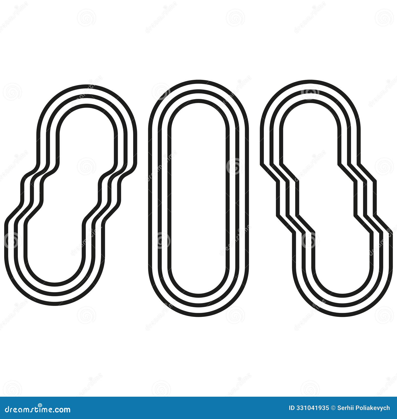 Abstract Loop Icons. Black and White Lines. Geometric Vector Shapes ...