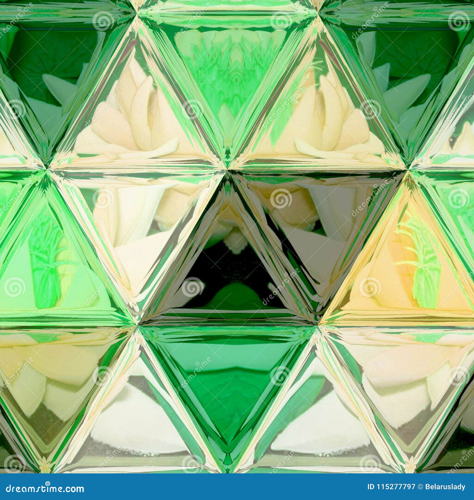 Abstract Lotus Composition with Triangle Stained Glass Pattern Stock ...