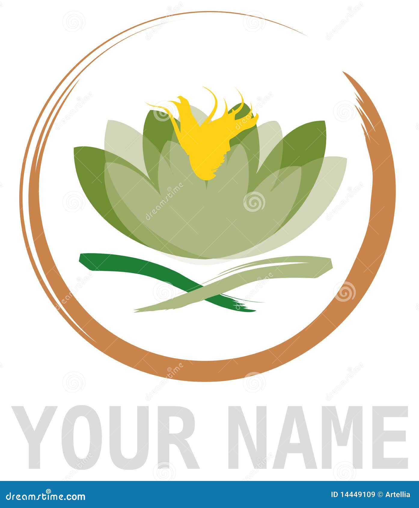 Abstract Lotus Flower Element in Circle Stock Vector - Illustration of ...