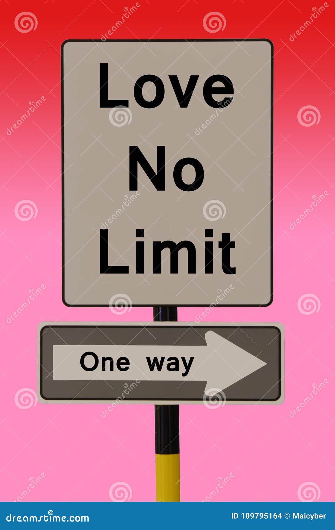 Love No Limit Sign and One Way Sign Stock Illustration - Illustration ...