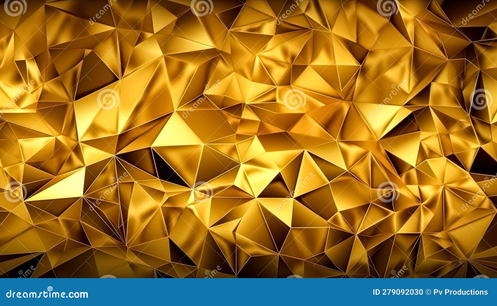 Abstract Low Poly Background of Triangles in Golden Color, Generative ...
