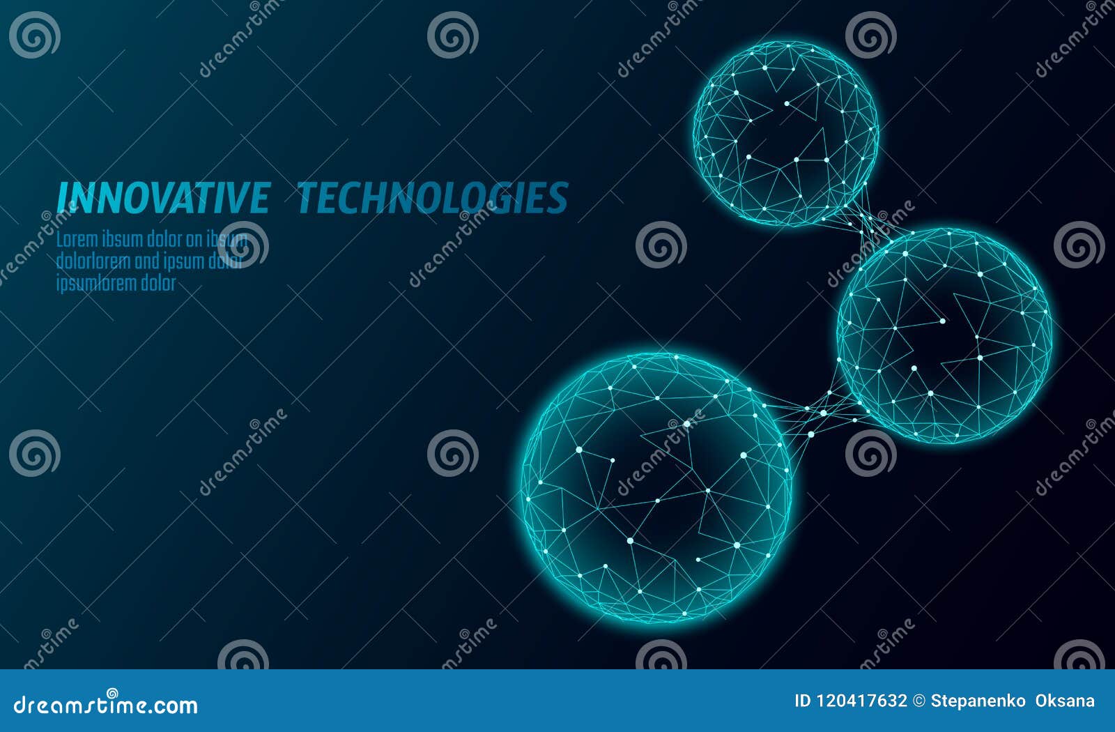 Abstract Low Poly Biological Connected Cell. Connection World ...