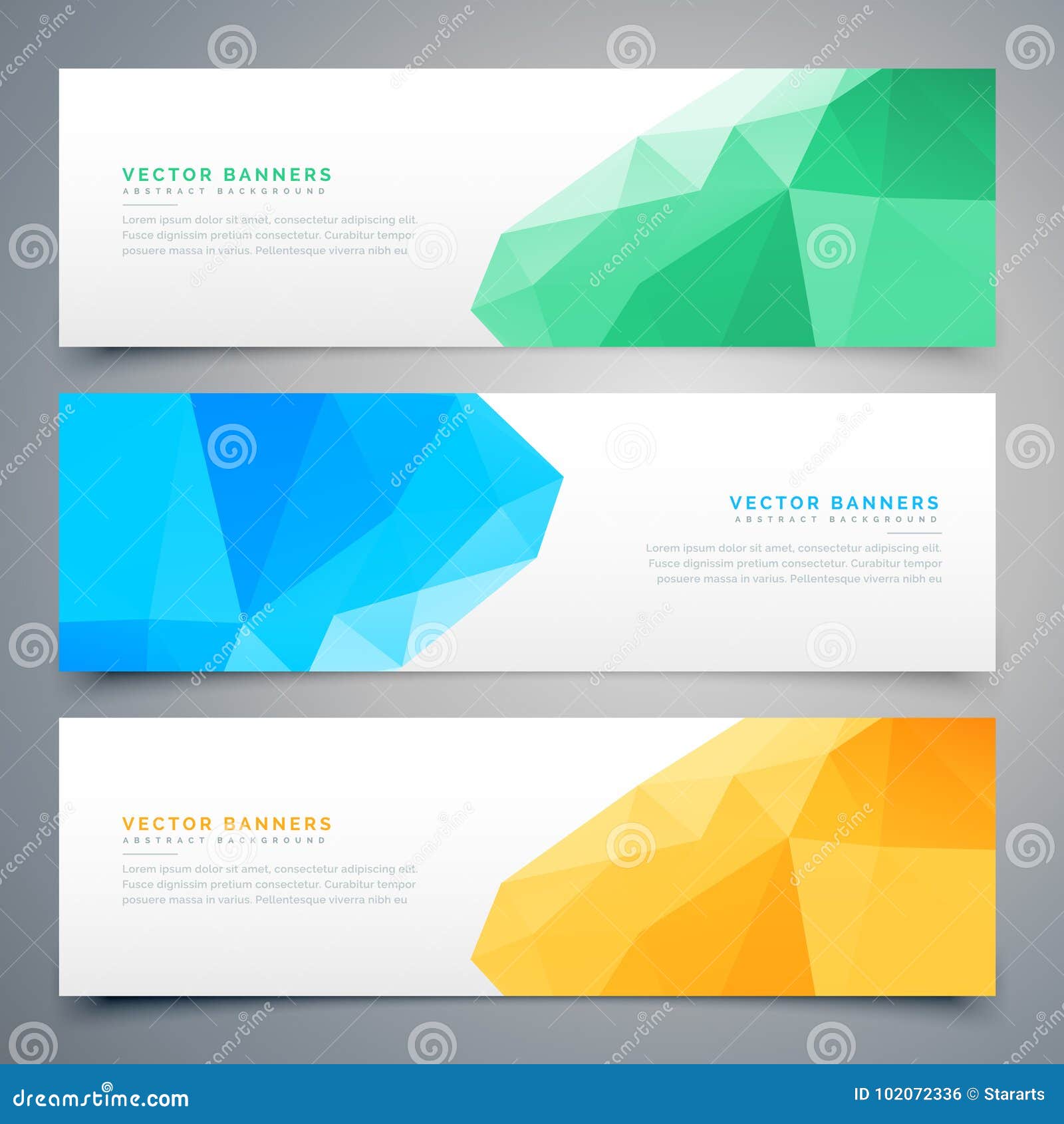 Abstract Low Poly Colorful Banners and Headers Set Stock Vector ...