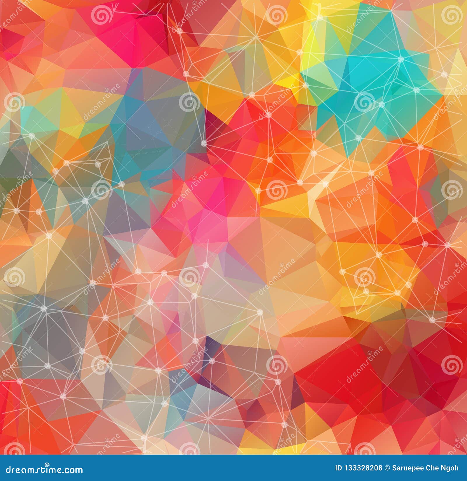 Abstract Low Poly Colorful Technology Vector Background. Connect Stock ...