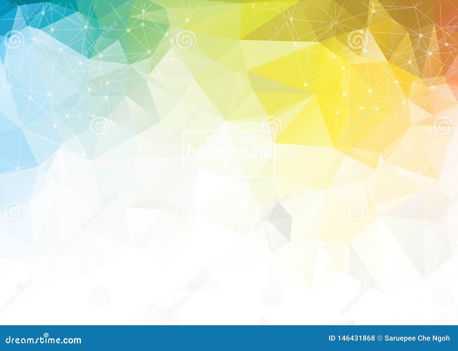 Abstract Low Poly Colorful Technology Vector Background. Connection ...