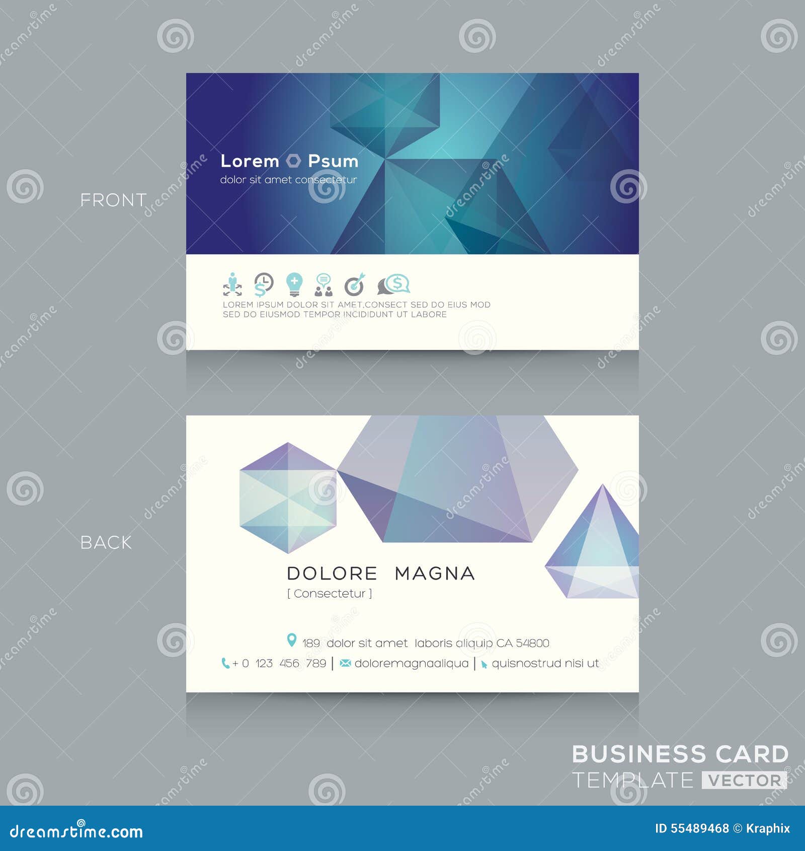 Abstract Low Poly Design Business Card Stock Vector - Illustration of ...