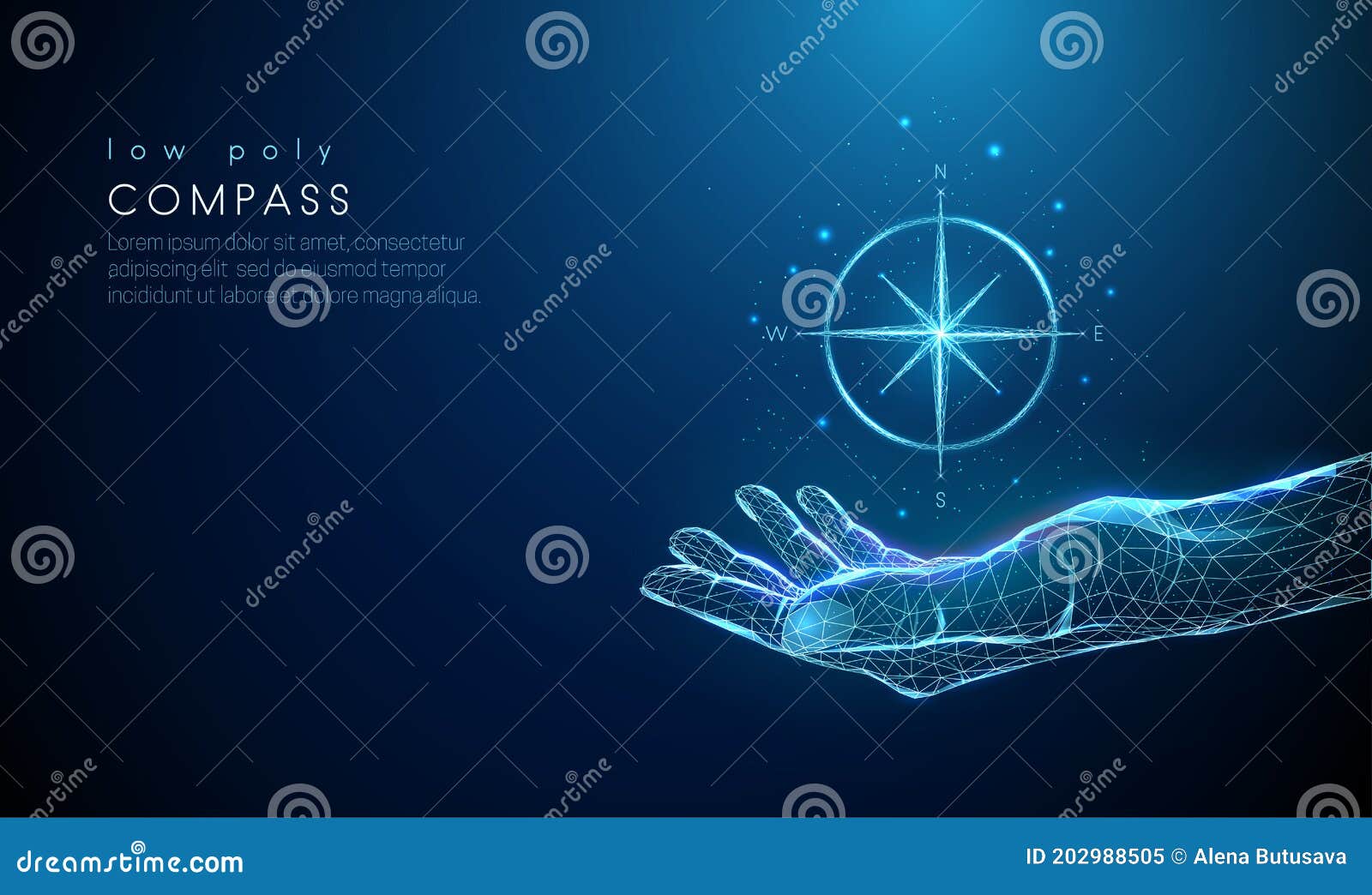 Abstract Low Poly Giving Hand with Compass Stock Vector - Illustration ...