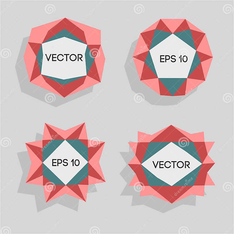 Abstract Low Poly Modern Labels. Vector Low Poly Frame with Space for ...