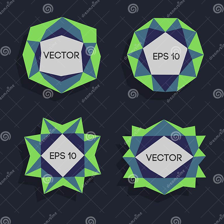 Abstract Low Poly Modern Labels. Vector Low Poly Frame with Space for ...