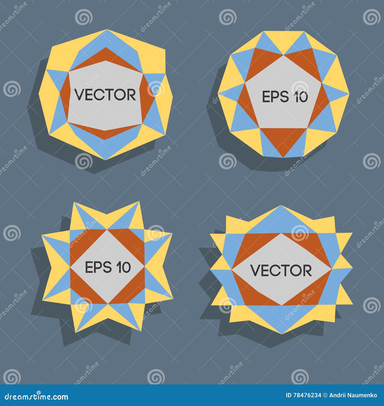 Abstract Low Poly Modern Labels. Vector Low Poly Frame with Space for ...