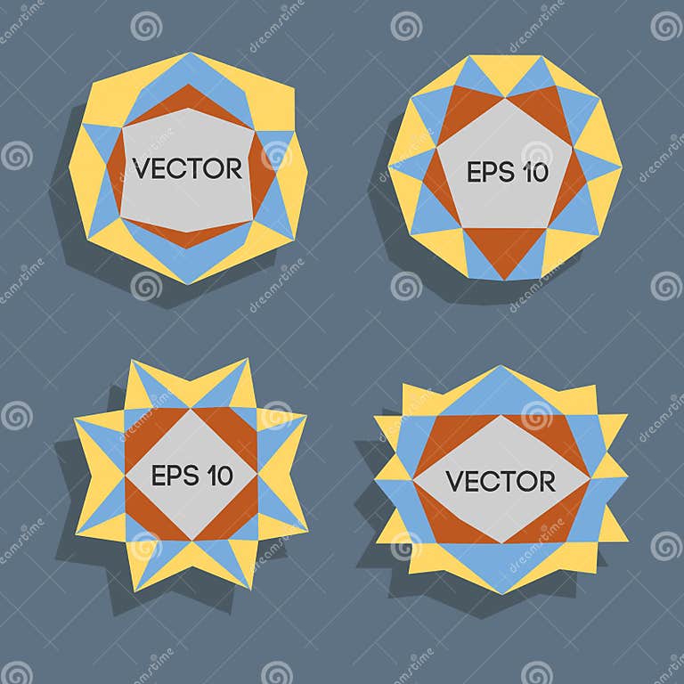 Abstract Low Poly Modern Labels. Vector Low Poly Frame with Space for ...
