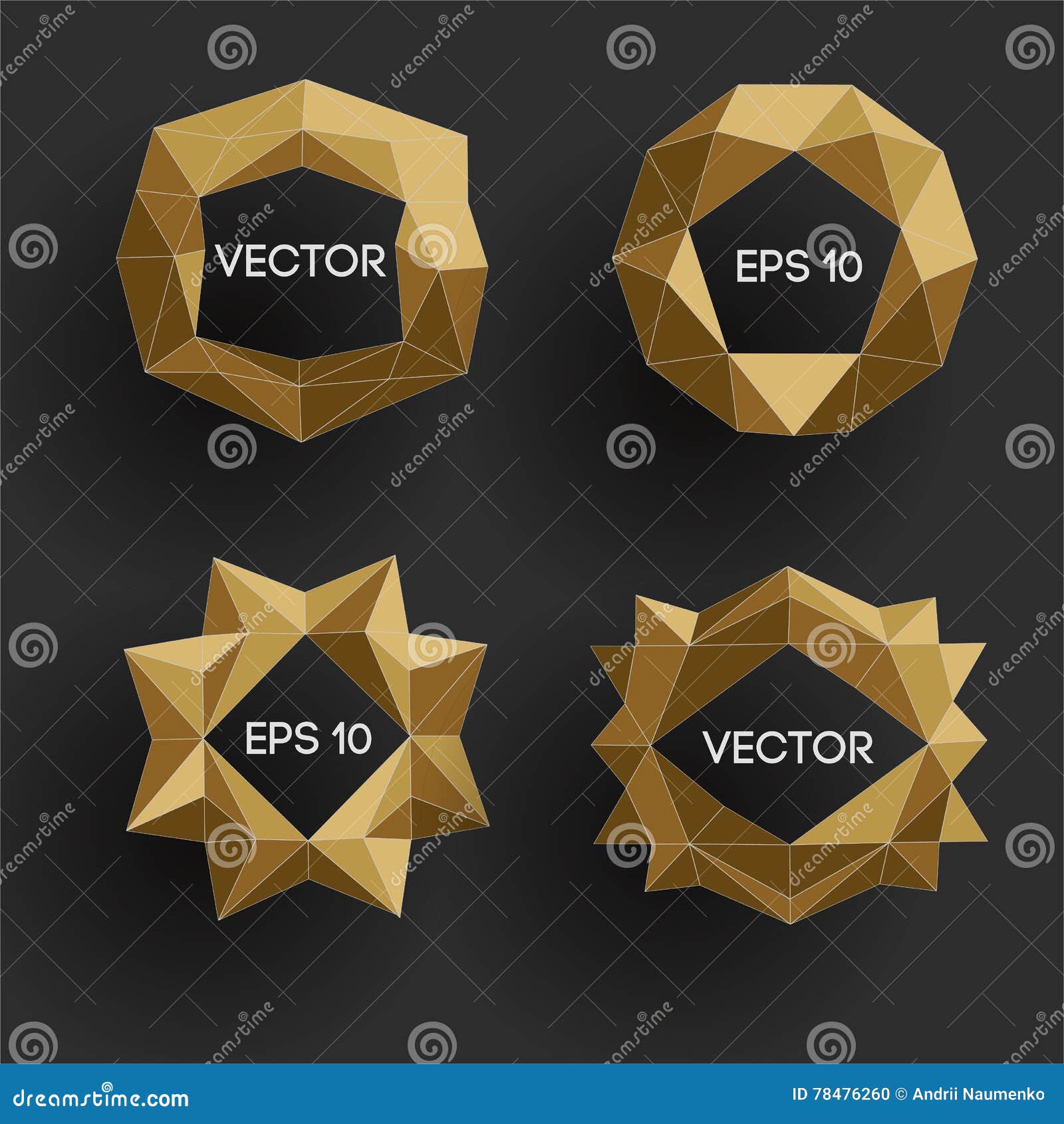 Abstract Low Poly Modern Labels. Vector Low Poly Frame with Space for ...