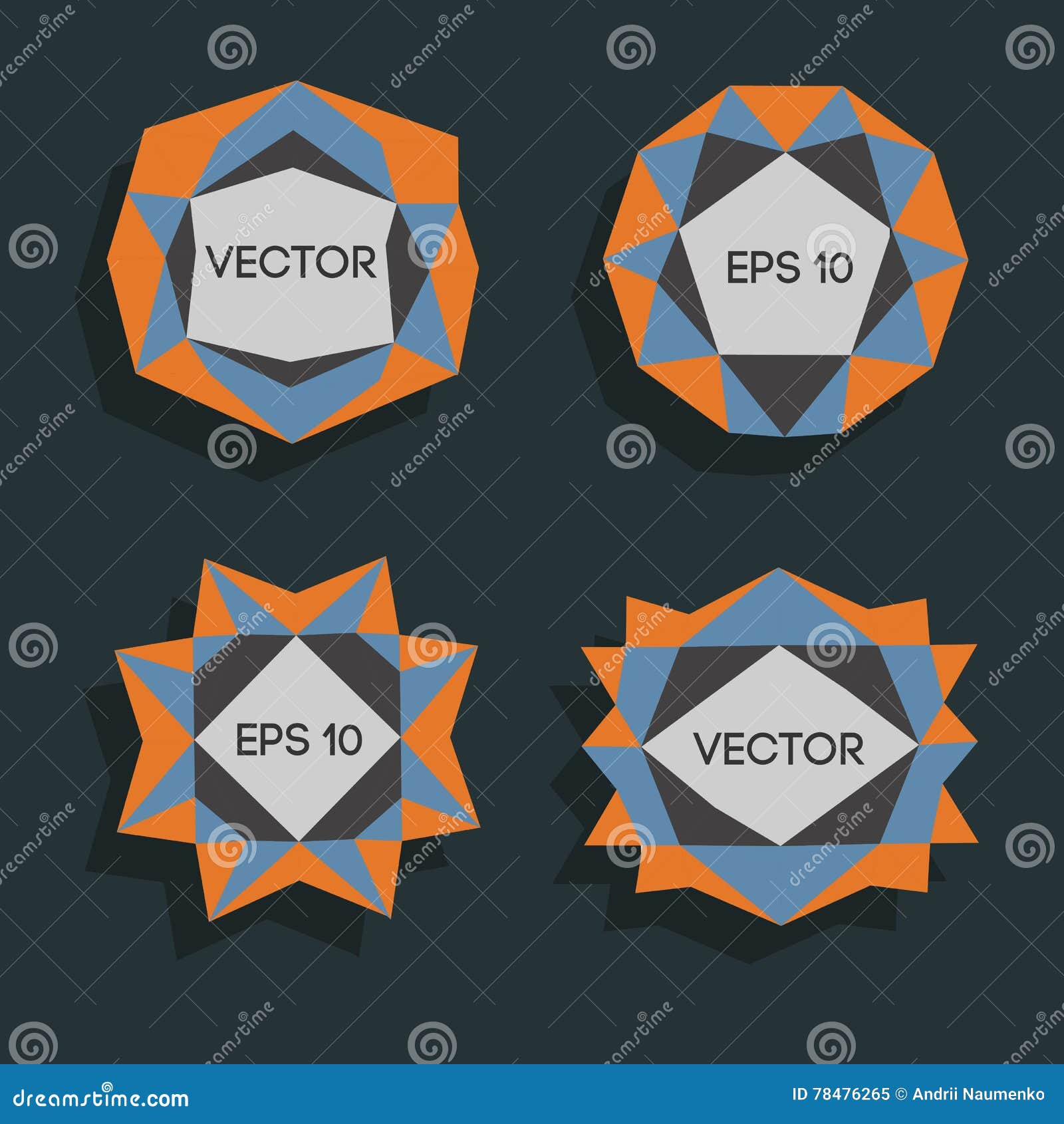 Abstract Low Poly Modern Labels. Vector Low Poly Frame with Space for ...