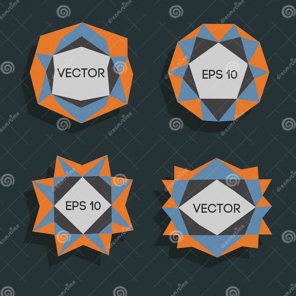 Abstract Low Poly Modern Labels. Vector Low Poly Frame with Space for ...