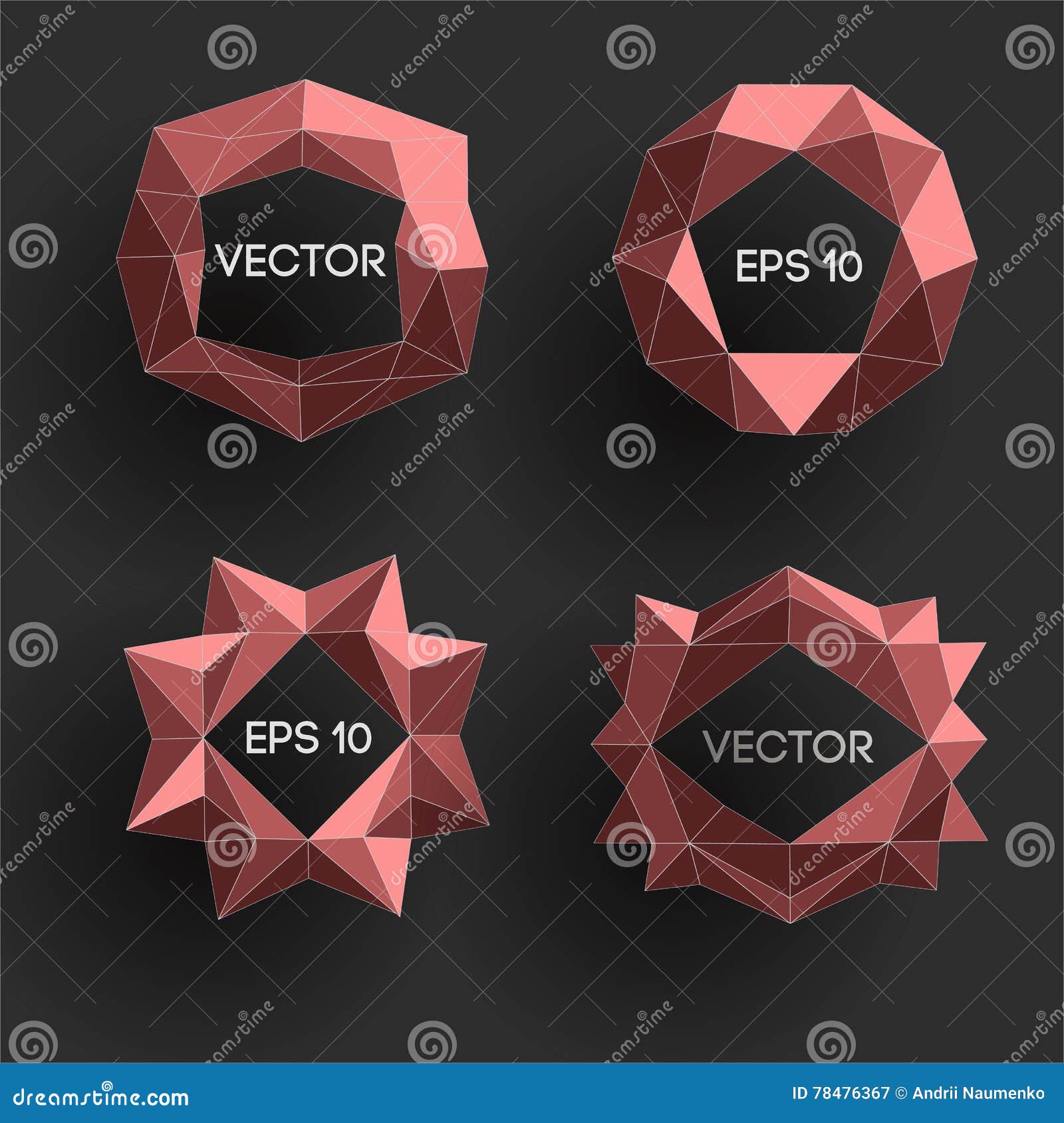 Abstract Low Poly Modern Labels. Vector Low Poly Frame with Space for ...