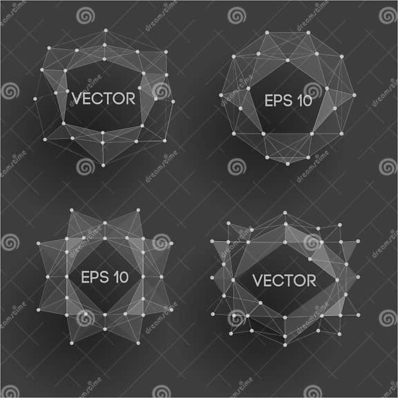 Abstract Low Poly Modern Labels. Vector Low Poly Frame with Space for ...
