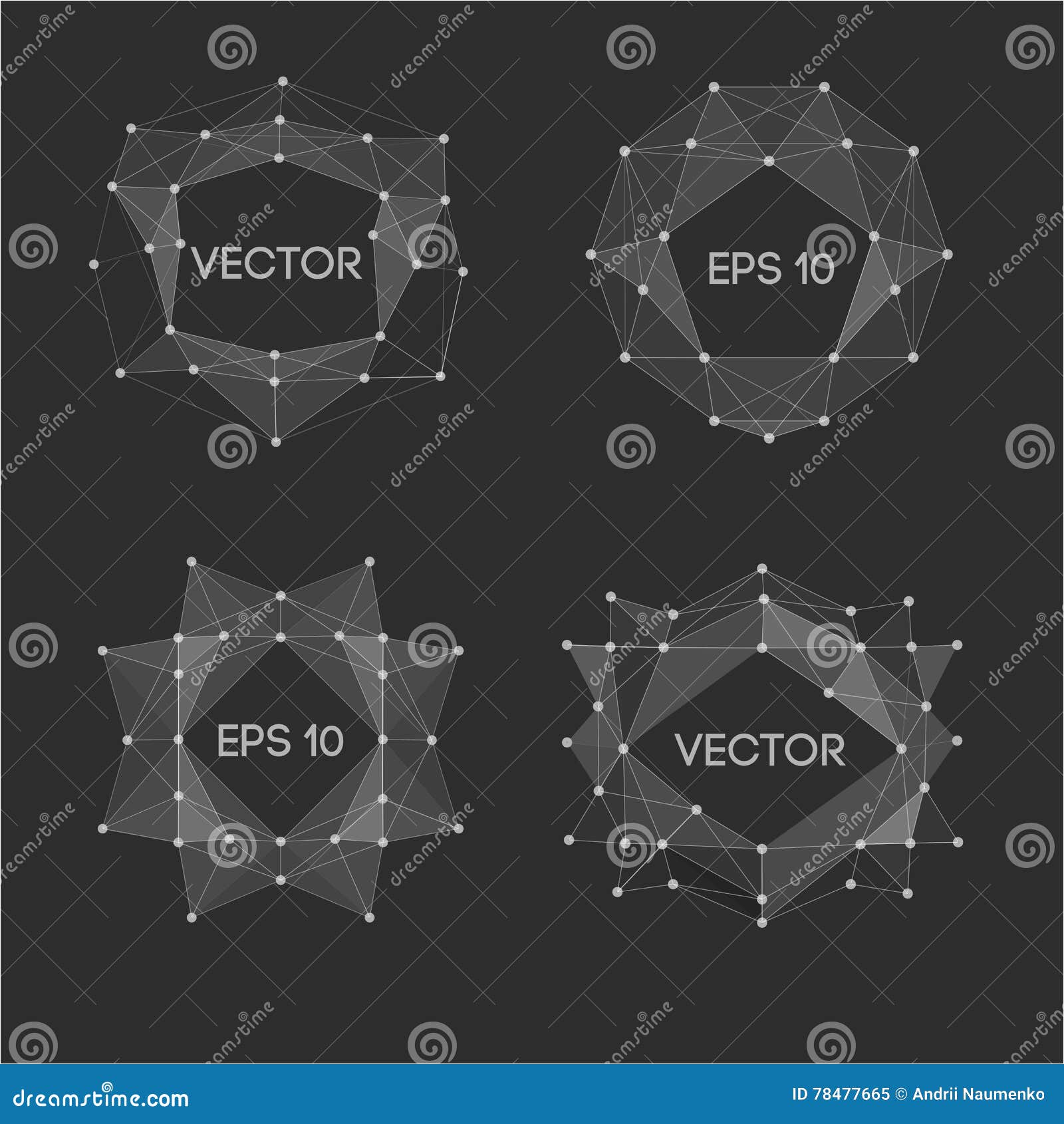 Abstract Low Poly Modern Labels. Vector Low Poly Frame with Space for ...